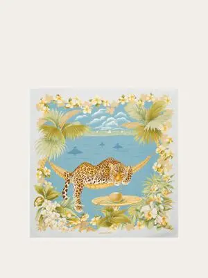 FERRAGAMO Jungle Print Silk Scarf - Blue