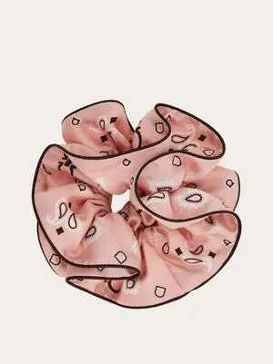 FERRAGAMO Silk Scrunchie With Arabesque Print - Pink