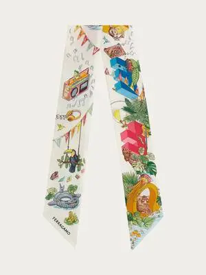 FERRAGAMO Silk Mini Bandeau With Jungle Party Print - Multicolor