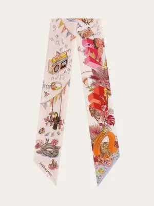 FERRAGAMO Silk Mini Bandeau With Jungle Party Print - Pink