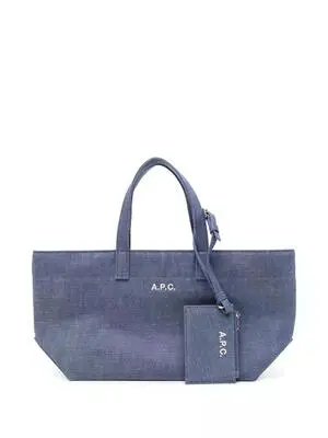 A.p.c. Logo Embroidered Tote Bag - Blue