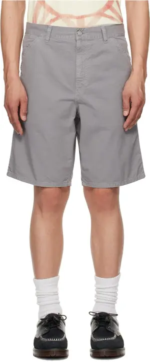 Carhartt Work In Progress Grey Logo Patch Low-rise Shorts