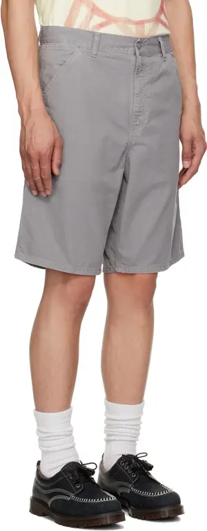 Carhartt Work In Progress Grey Logo Patch Low-rise Shorts