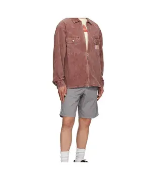 Carhartt Work In Progress Grey Logo Patch Low-rise Shorts
