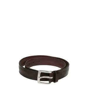 ORTIGNI Soft Leather Belt With Metal Buckle - Black
