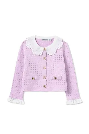 SELF-PORTRAIT Lace Collar Button Cardigan