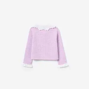 SELF-PORTRAIT Lace Collar Button Cardigan