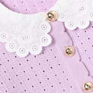 SELF-PORTRAIT Lace Collar Button Cardigan