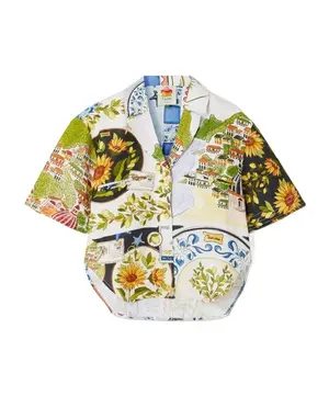 Farm Rio Short Sleeve Shirt With Flower-shaped Buttons