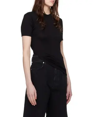 LOULOU STUDIO Ribbed Short Sleeve T-shirt With Logo Embroidery