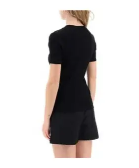 LOULOU STUDIO Ribbed Short Sleeve T-shirt With Logo Embroidery