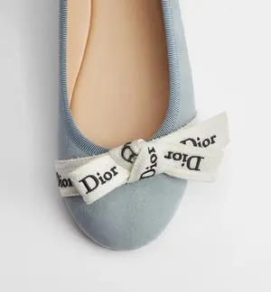 Dior J'a Ballet Flat With Bow Detailing - Sky Blue