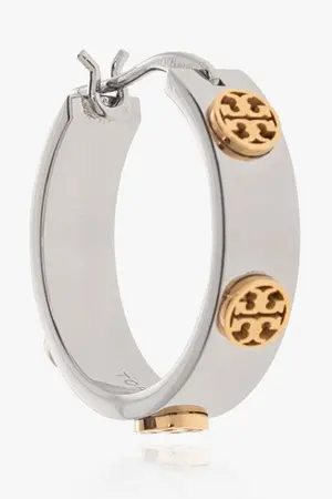 Tory Burch Miller Double T Stud Hoop Earrings - White