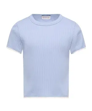 Moncler Ribbed Cotton T-shirt With Scalloped Trims