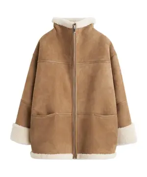 TOTEME Signature Shearling Zip-up Jacket - Brown