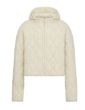 Dior Quilted Hooded Cardigan - Beige