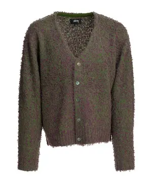 StÜssy Textured V-neck Cardigan - Green