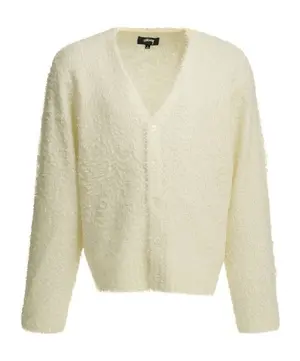 StÜssy Textured Buttoned Knit V-neck Sweater