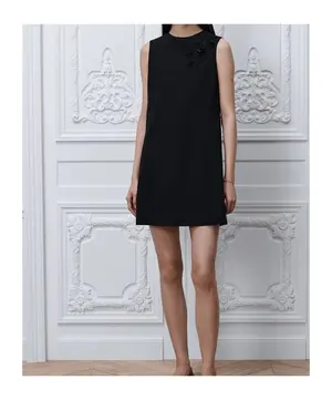Dior Straight-cut Short Dress With Floral Embroidery