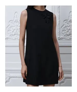 Dior Straight-cut Short Dress With Floral Embroidery