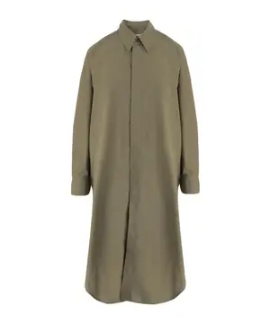 THE FRANKIE SHOP Organic Cotton Shirt Midi Dress - Olive