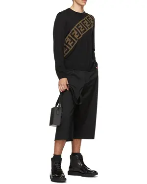 Fendi Ff Motif Paneled Long Sleeve Sweater
