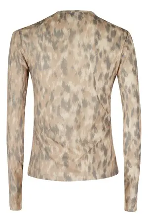 GANNI Printed Marl Mesh Top - Burro