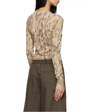 GANNI Printed Marl Mesh Top - Burro