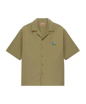Kenzo Tulip Hawaiian Poplin Short Sleeve Shirt - Khaki
