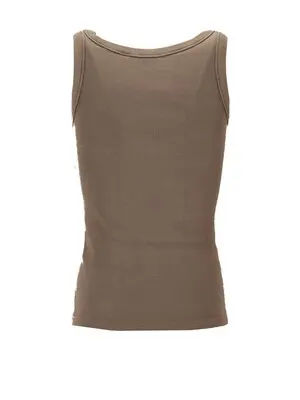 Miu Miu Logo Patch Ribbed Knit Tank Top
