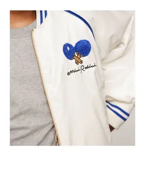MINI RODINI Bomber Jacket With Table Tennis Embroidery