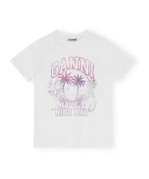 GANNI Graphic Printed Crewneck T-shirt - White