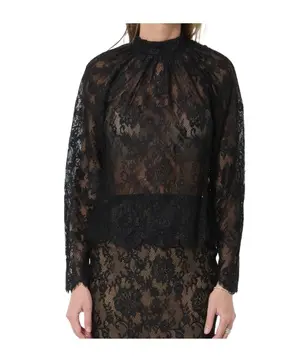 SELF-PORTRAIT Sheer Lace Long Sleeve Top