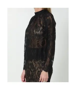 SELF-PORTRAIT Sheer Lace Long Sleeve Top