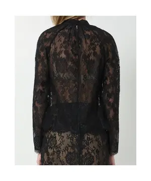 SELF-PORTRAIT Sheer Lace Long Sleeve Top