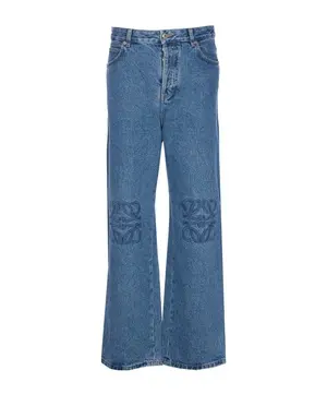 Loewe Anagram Embroidered Baggy Jeans - Blue