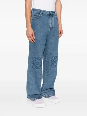Loewe Anagram Embroidered Baggy Jeans