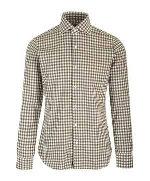 BARBA NAPOLI Curved Hem Checked Shirt