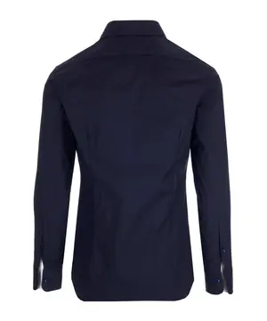 BARBA NAPOLI Long-sleeved Straight Hem Shirt - Blue