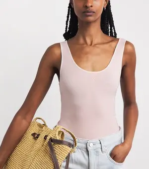 Sandro Knit Scoop-neck Bodysuit - Pink
