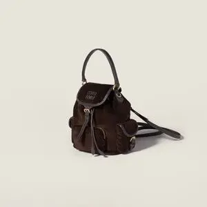 Miu Miu Corduroy Backpack With Buckle Closure
