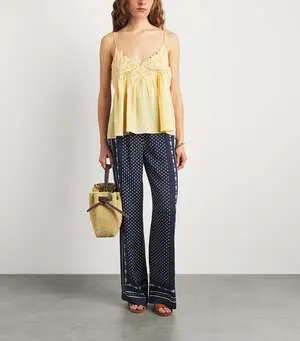 Maje Printed Wide-leg Trousers