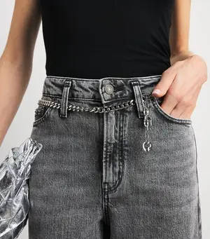 Maje Belted Wide-leg Jeans - Black