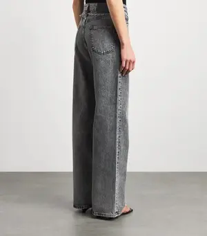Maje Belted Wide-leg Jeans - Black
