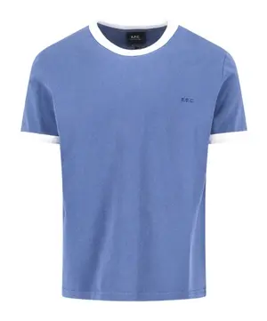 A.p.c. Contrast Trim Crewneck T-shirt - Blue