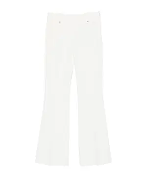 Liu Jo Flowing Crepe Flared Trousers With Stud Details - White
