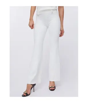 Liu Jo Flowing Crepe Flared Trousers With Stud Details - White