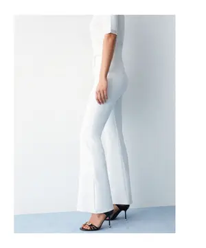 Liu Jo Flowing Crepe Flared Trousers With Stud Details - White