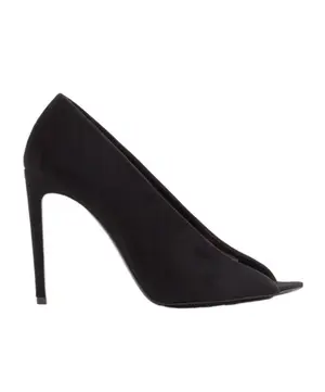 Valentino Garavani Open Toe Suede Pumps 105mm Heel - Black
