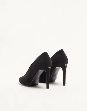 Valentino Garavani Open Toe Suede Pumps 105mm Heel - Black